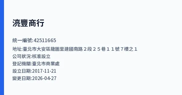 湸豐商行的照片-統編 42511665(臺北市) 公司登記資料與營業項目詳細圖表