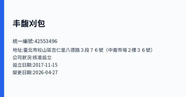 丰馥刈包的照片-統編 42553496(臺北市) 公司登記資料與營業項目詳細圖表