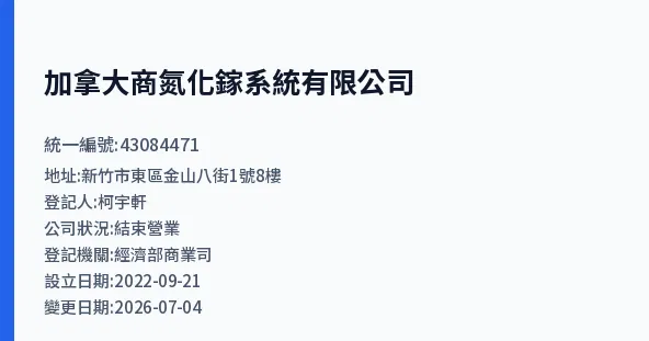 加拿大商氮化鎵系統有限公司的照片-統編 43084471(新竹市) 公司登記資料與營業項目詳細圖表