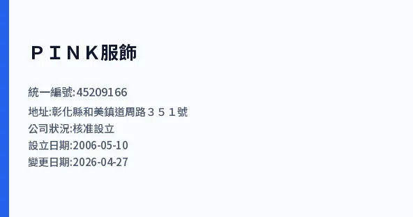 PINK服飾的照片-統編 45209166(彰化縣) 公司登記資料與營業項目詳細圖表
