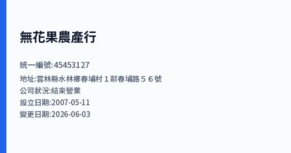 無花果農產行的照片-統編 45453127(雲林縣) 公司登記資料與營業項目詳細圖表