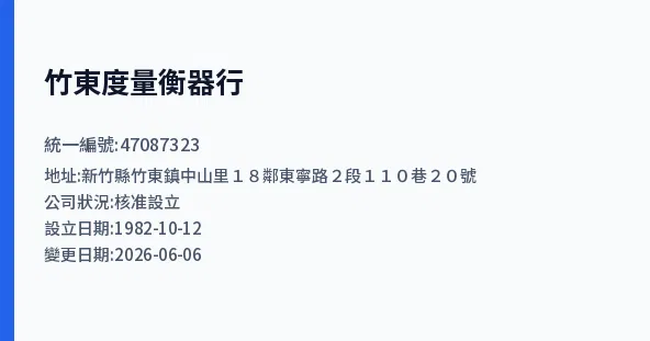 竹東度量衡器行的照片-統編 47087323(新竹縣) 公司登記資料與營業項目詳細圖表