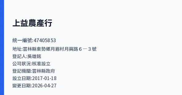 上益農產行的照片-統編 47405853(雲林縣) 公司登記資料與營業項目詳細圖表