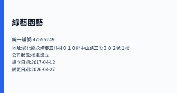 綠藝園藝的照片-統編 47555249(彰化縣) 公司登記資料與營業項目詳細圖表