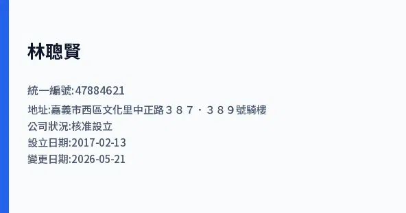 林聰賢的照片-統編 47884621(嘉義市) 公司登記資料與營業項目詳細圖表