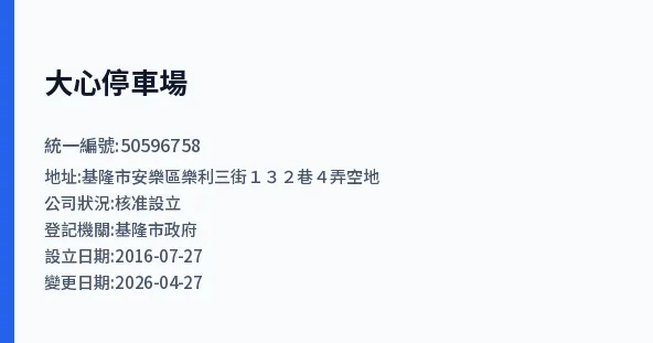 大心停車場的照片-統編 50596758(基隆市) 公司登記資料與營業項目詳細圖表