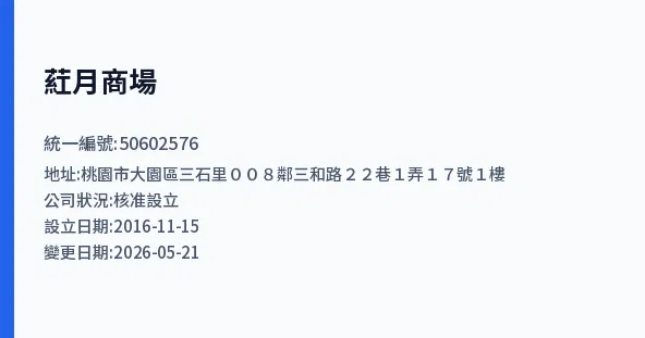 葒月商場的照片-統編 50602576(桃園市) 公司登記資料與營業項目詳細圖表