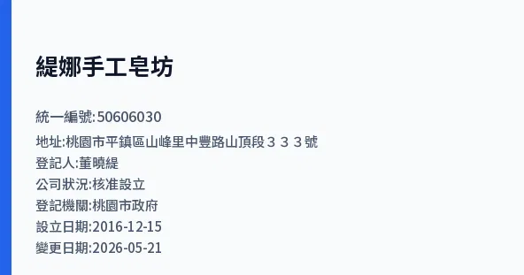 緹娜手工皂坊的照片-統編 50606030(桃園市) 公司登記資料與營業項目詳細圖表