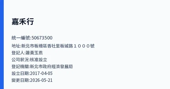 嘉禾行的照片-統編 50673500(新北市) 公司登記資料與營業項目詳細圖表