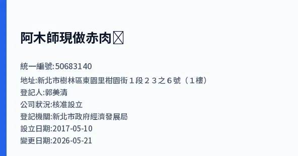 阿木師現做赤肉焿的照片-統編 50683140(新北市) 公司登記資料與營業項目詳細圖表