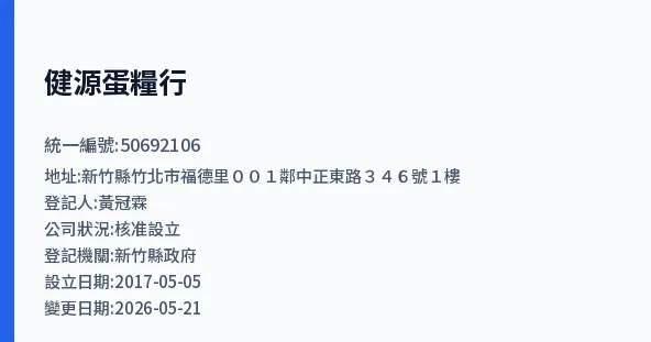 健源蛋糧行的照片-統編 50692106(新竹縣) 公司登記資料與營業項目詳細圖表