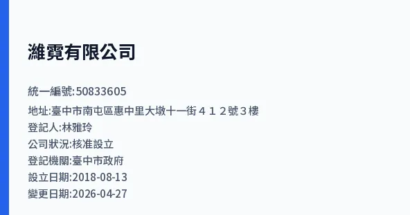 濰霓有限公司的照片-統編 50833605(臺中市) 公司登記資料與營業項目詳細圖表