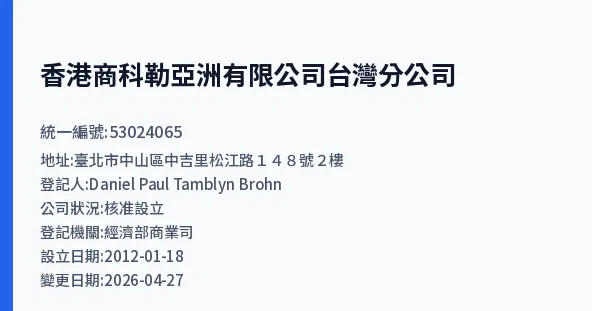 香港商科勒亞洲有限公司台灣分公司的照片-統編 53024065(臺北市) 公司登記資料與營業項目詳細圖表