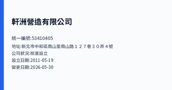 大尾營造有限公司的照片-統編 53410405 公司登記資料與營業項目詳細圖表