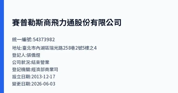 賽普勒斯商飛力通股份有限公司的照片-統編 54373982(臺北市) 公司登記資料與營業項目詳細圖表