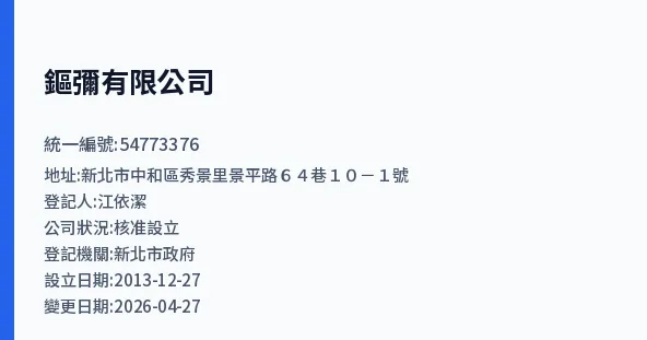 鏂彌有限公司的照片-統編 54773376(新北市) 公司登記資料與營業項目詳細圖表