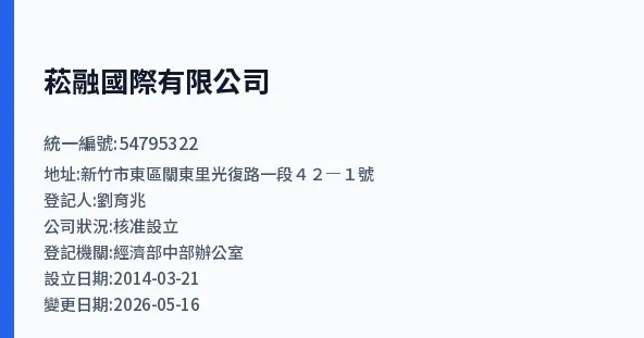 菘融國際有限公司的照片-統編 54795322(新竹市) 公司登記資料與營業項目詳細圖表