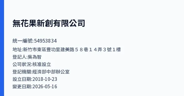 無花果新創有限公司的照片-統編 54953834(新竹市) 公司登記資料與營業項目詳細圖表