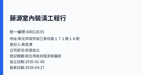 墨域空間設計企業社的照片-統編 60012835(新北市) 公司登記資料與營業項目詳細圖表