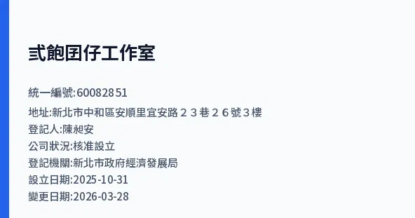 弎飽囝仔工作室的照片-統編 60082851(新北市) 公司登記資料與營業項目詳細圖表