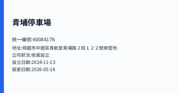 青埔停車場的照片-統編 60084176(桃園市) 公司登記資料與營業項目詳細圖表