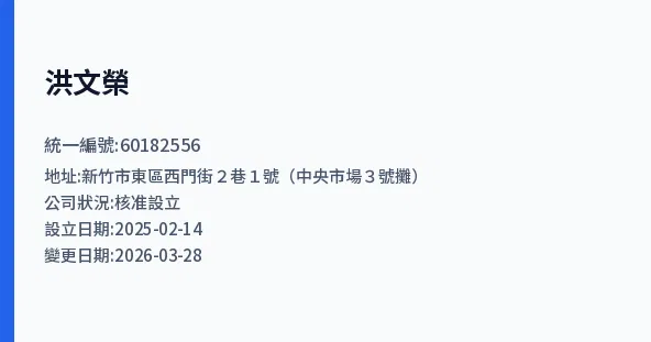 洪文榮的照片-統編 60182556(新竹市) 公司登記資料與營業項目詳細圖表