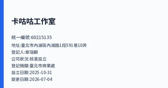 卡咕咕工作室的照片-統編 60215135(基隆市) 公司登記資料與營業項目詳細圖表