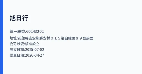 旭日行的照片-統編 60243202(花蓮縣) 公司登記資料與營業項目詳細圖表