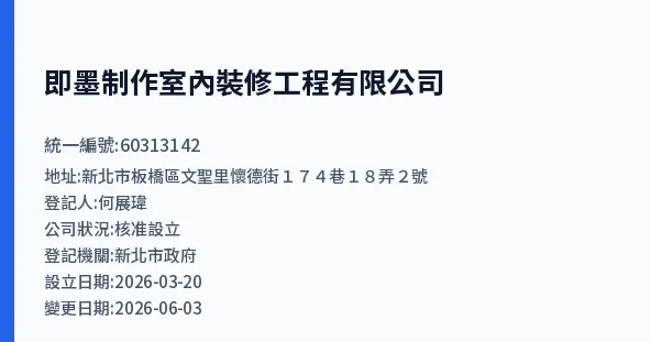 即墨制作室內裝修工程有限公司的照片-統編 60313142(新北市) 公司登記資料與營業項目詳細圖表
