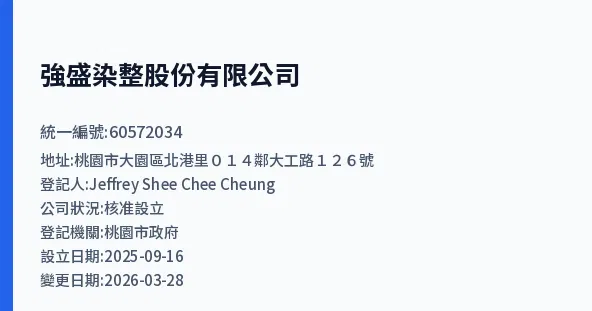 強盛染整股份有限公司的照片-統編 60572034(桃園市) 公司登記資料與營業項目詳細圖表