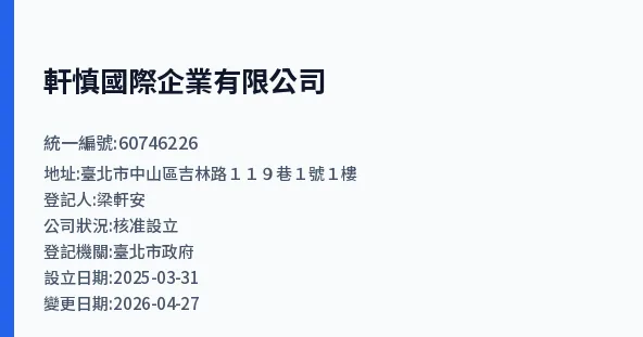 雄鷹國際資本控股有限公司的照片-統編 60746226(臺北市) 公司登記資料與營業項目詳細圖表