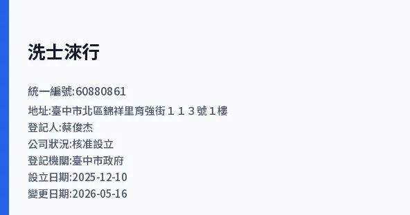 洗士淶行的照片-統編 60880861(臺中市) 公司登記資料與營業項目詳細圖表