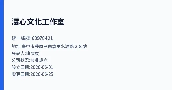 澐心文化工作室的照片-統編 60978421(臺中市) 公司登記資料與營業項目詳細圖表