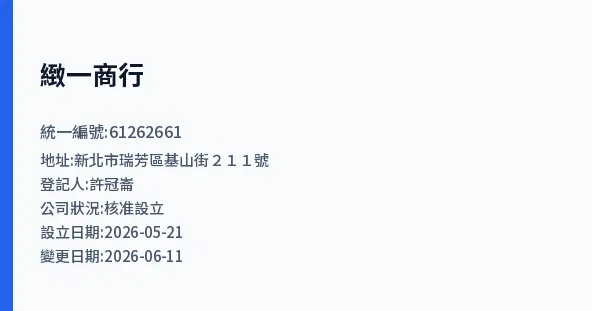 緻一商行的照片-統編 61262661(新北市) 公司登記資料與營業項目詳細圖表