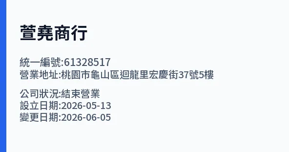 萱堯商行的照片-統編 61328517(桃園市) 公司登記資料與營業項目詳細圖表