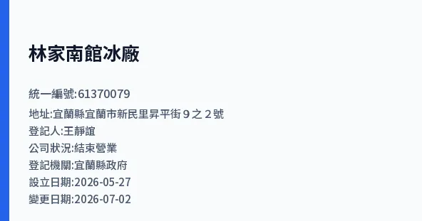 林家南館冰廠的照片-統編 61370079 公司登記資料與營業項目詳細圖表