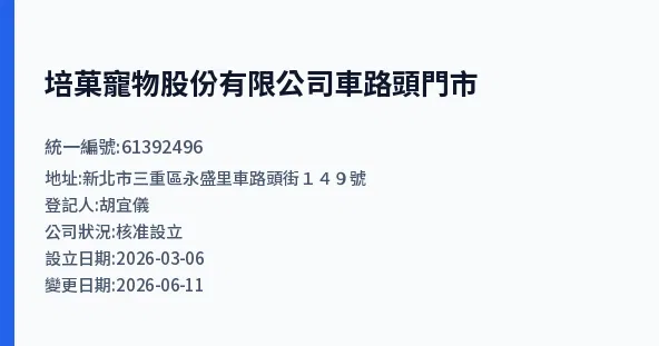 培菓寵物股份有限公司車路頭門市的照片-統編 61392496(新北市) 公司登記資料與營業項目詳細圖表