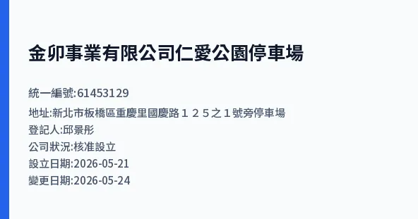 金卯事業有限公司仁愛公園停車場的照片-統編 61453129(新北市) 公司登記資料與營業項目詳細圖表