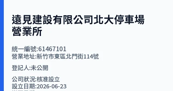 遠見建設有限公司北大停車場營業所的照片-統編 61467101(嘉義市) 公司登記資料與營業項目詳細圖表