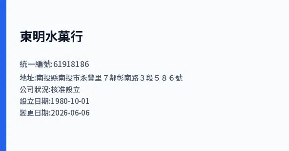 東明水菓行的照片-統編 61918186(南投縣) 公司登記資料與營業項目詳細圖表