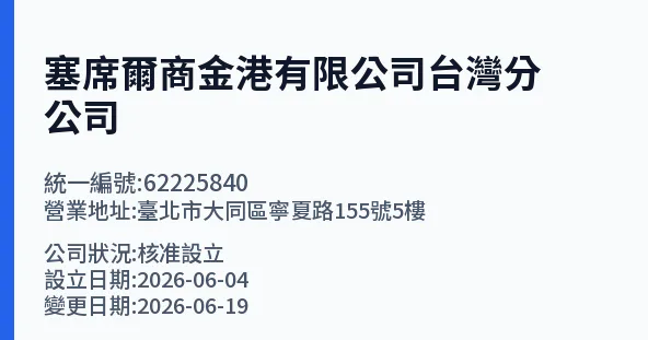 塞席爾商金港有限公司台灣分公司的照片-統編 62225840(臺北市) 公司登記資料與營業項目詳細圖表