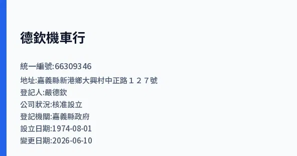 德欽機車行的照片-統編 66309346(嘉義縣) 公司登記資料與營業項目詳細圖表