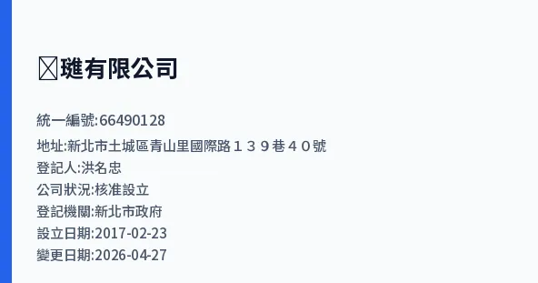 霳璡有限公司的照片-統編 66490128(新北市) 公司登記資料與營業項目詳細圖表