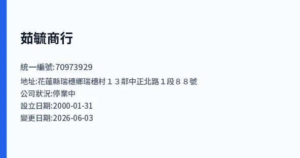 茹毓商行的照片-統編 70973929(花蓮縣) 公司登記資料與營業項目詳細圖表
