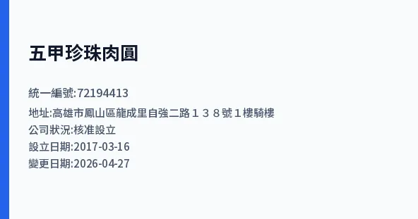 五甲珍珠肉圓的照片-統編 72194413(高雄市) 公司登記資料與營業項目詳細圖表