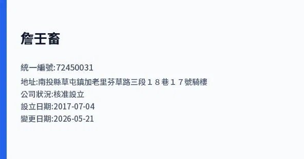 詹壬畜的照片-統編 72450031(南投縣) 公司登記資料與營業項目詳細圖表