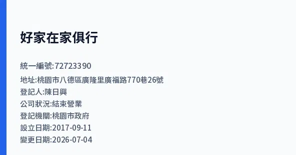 好家在家俱行的照片-統編 72723390(桃園市) 公司登記資料與營業項目詳細圖表