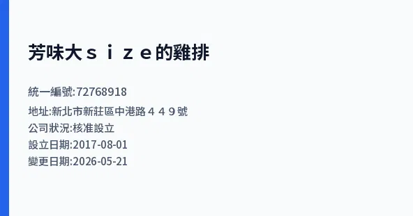 芳味大size的雞排的照片-統編 72768918(新北市) 公司登記資料與營業項目詳細圖表