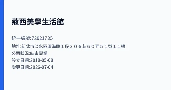 蔻西美學生活館的照片-統編 72921785(新北市) 公司登記資料與營業項目詳細圖表