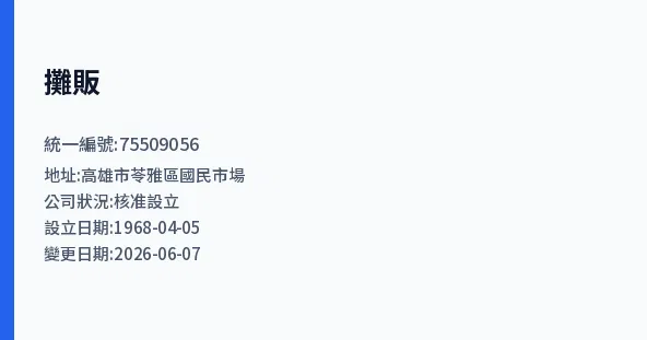 攤販的照片-統編 75509056(高雄市) 公司登記資料與營業項目詳細圖表